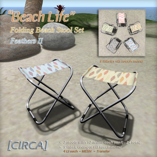 Second Life Marketplace - [CIRCA] - "Beach Life" - Folding Stool Set ...