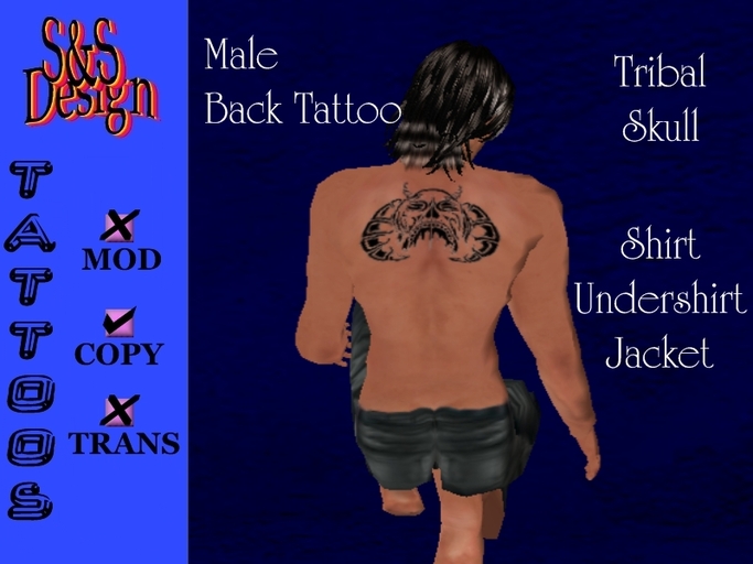 Second Life Marketplace - S&S tribal Skull Back tattoo