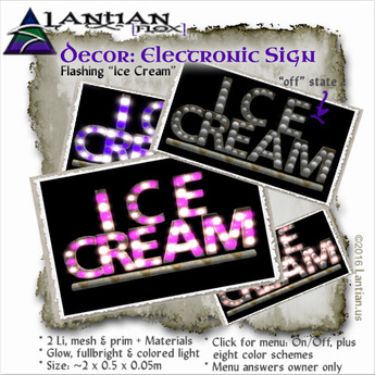 Second Life Marketplace - ~L/Fx~Blinking Ice Cream Sign!