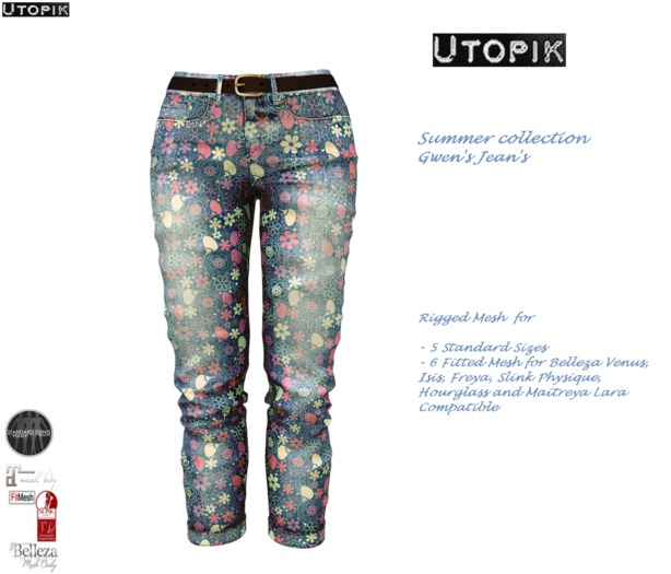 Second Life Marketplace - Floral Jeans Gwen Summer Collection Standard ...