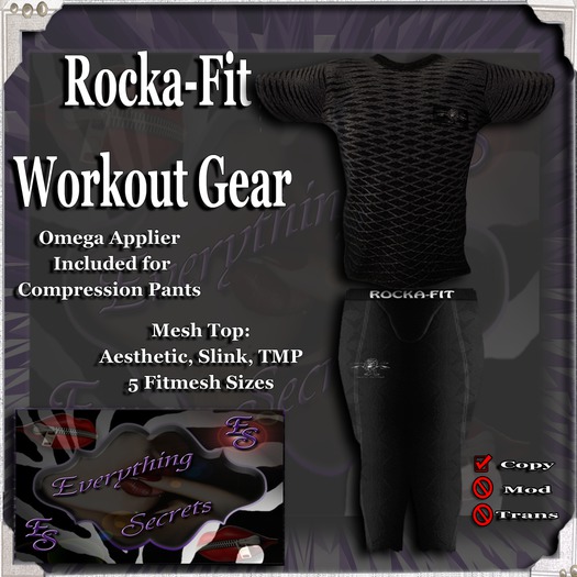 Second Life Marketplace - Rocka-Fit Workout Fit - Black
