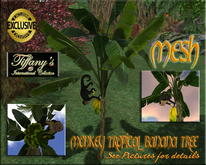 Second Life Marketplace - MONKEY TROPICAL BANANA TREE MESH