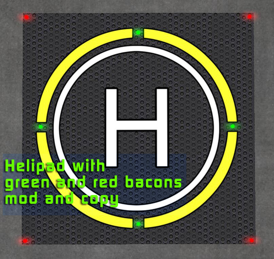 Second Life Marketplace - Helipad C with Beacons (Boxed Open Me)