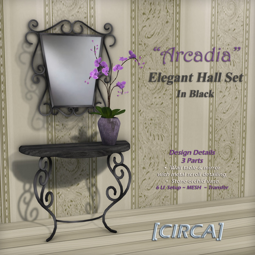 Second Life Marketplace - [CIRCA] - "Arcadia" Elegant Hall Set - In Black Scroll
