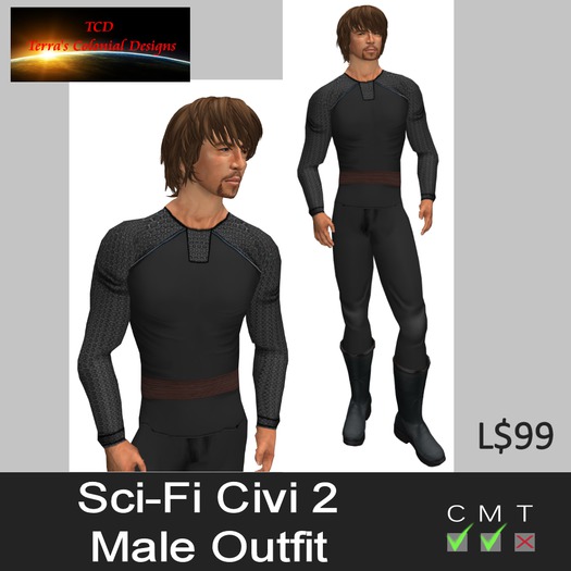 Second Life Marketplace Sci Fi Civi 2 Male Outfit