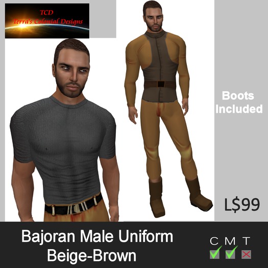 Second Life Marketplace - Bajoran Male Beige-Brown Uniform