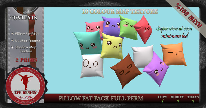 Second Life Marketplace - Pillow Fat Pack Full Permission EFE DESIGN