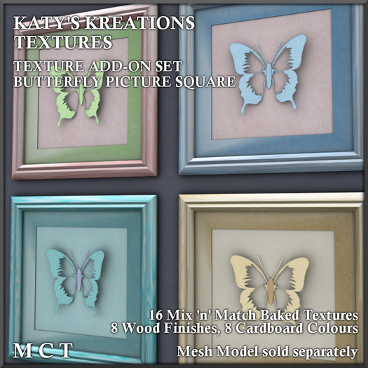 Second Life Marketplace - BAKED TEXTURE Add-On Set BUTTERFLY PICTURE SQUARE