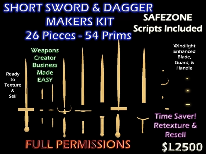 Second Life Marketplace - Short Sword & Dagger Makers Kit, AlleyCat Studios