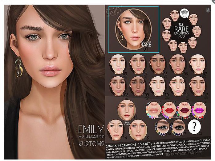 Second Life Marketplace - 2. Genesis_Head_Emily_2.0_Emotions_RARE