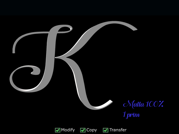 Second Life Marketplace Letra K Mayus
