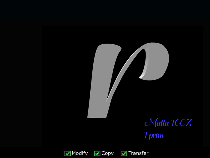 Second Life Marketplace Letra R Minus
