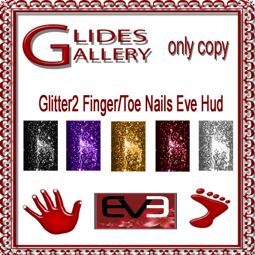Second Life Marketplace - Glitter2 Finger/Toe Nails Eve Hud