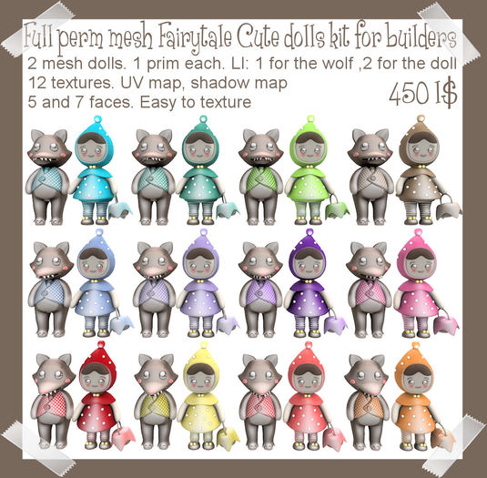 Second Life Marketplace - Full Perm MESH Fairytale Cute Dolls kit for ...