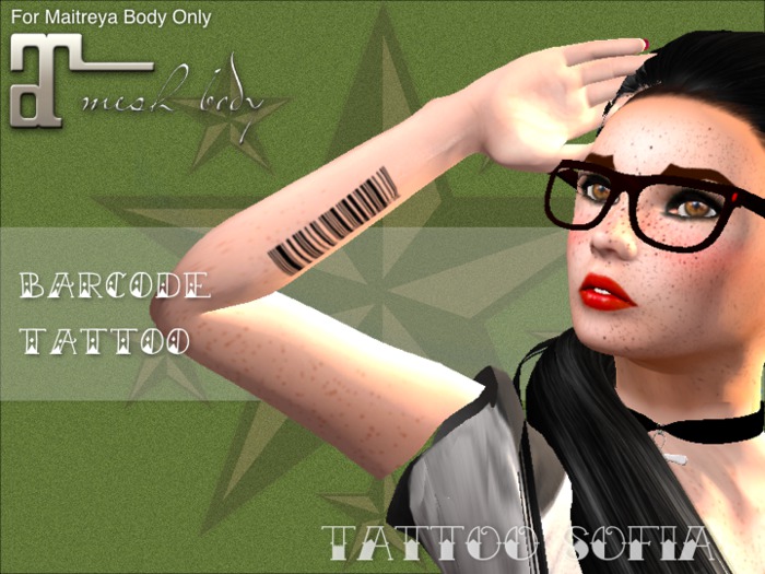 Second Life Marketplace - MAITREYA Barcode Arm Tattoo