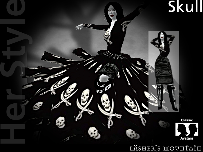 Second Life Marketplace - Skull - Full Goth Outfit with white skin and ...