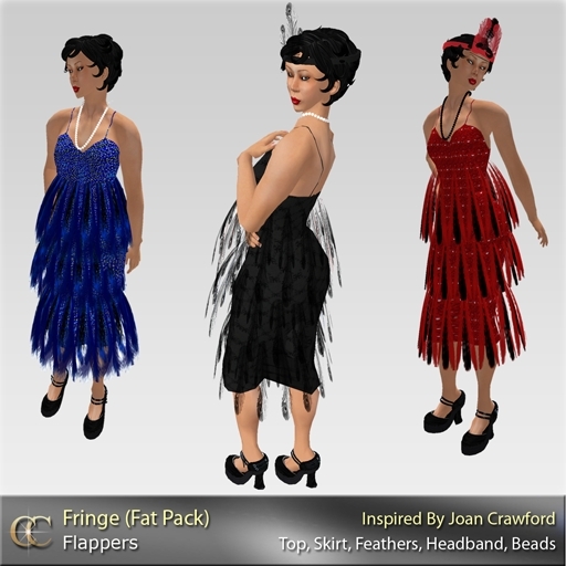 Second Life Marketplace - 1920s - Flappers-Fringe (3 Colour Fatpack)