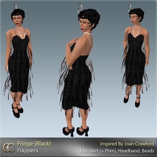 Second Life Marketplace - 1920s - Flappers-Fringe (Black)