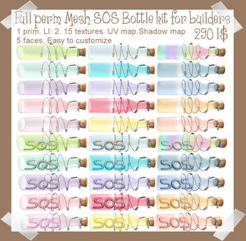 Second Life Marketplace - Full Perm MESH SOS bottle kit for builders