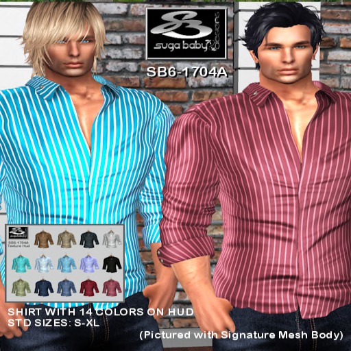 Second Life Marketplace - SB6-1704A Sid's Stripe Shirt with 14 Color Hud