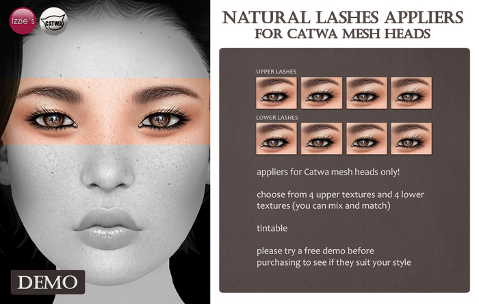 Second Life Marketplace Izzies Natural Lashes Appliers For Catwa