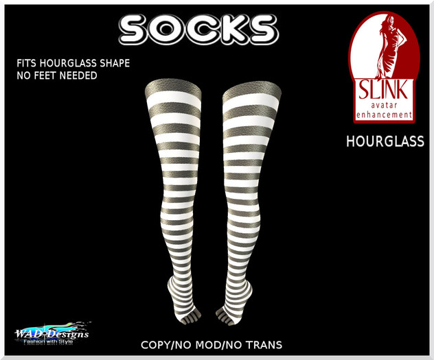 Second Life Marketplace - SOCKS WITH TOES SLINKS HOURGLASS BLACK AND ...