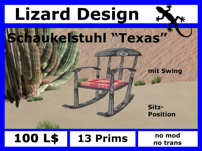 Second Life Marketplace - Schaukelstuhl "Texas" rocking chair
