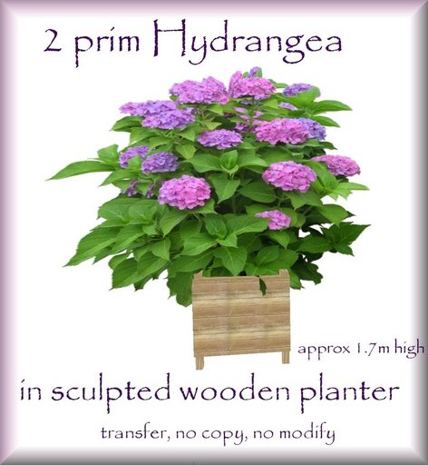 Second Life Marketplace - Hydrangea in wooden planter - 2 prims