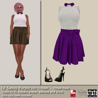 Second Life Marketplace - [F] DEMO Lil Sassy Outfit Purple - Fitmesh