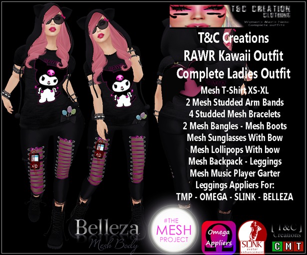 Second Life Marketplace - T&C ::: RAWR Kawaii ::: Ladies Outfit Omega ...