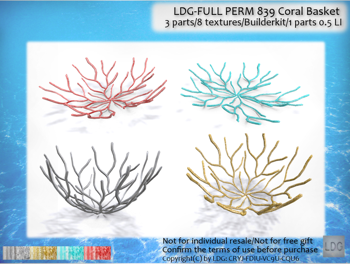 Second Life Marketplace - LDG-FULL PERM 839 Summer Coral Basket /3 ...