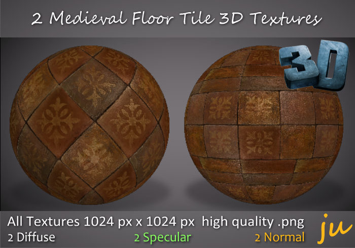 Second Life Marketplace - JU 2 Medieval Floor Tile 3D Textures Full Perm