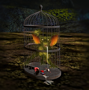 Second Life Marketplace - Caged Gremlin ~ Halloween Décor