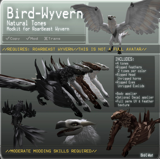 Second Life Marketplace - BRDMRT - Bird Wyvern mod-naturals [boxed]