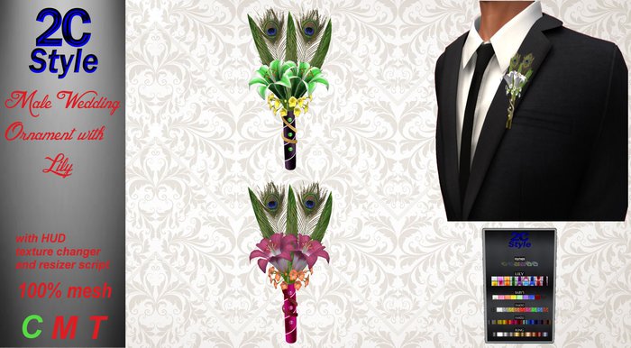 Second Life Marketplace - 2C STYLE--Male Wedding Ornament with Lily
