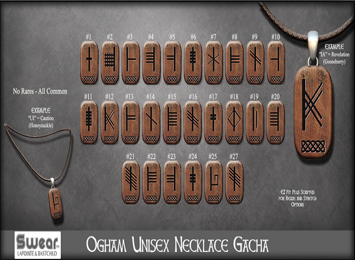 Second Life Marketplace - L&B (25) Ogham Necklace - UI - Caution