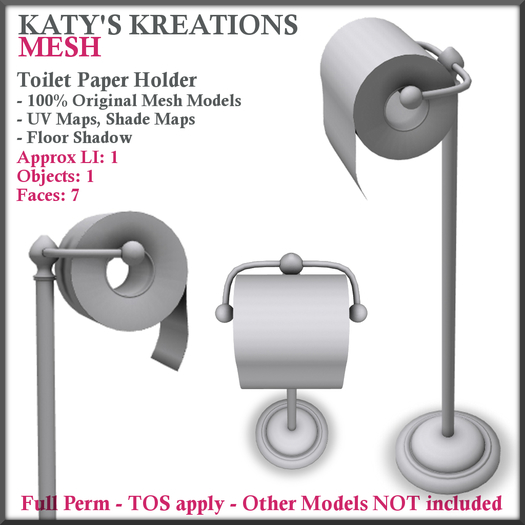 Second Life Marketplace - FULL PERM MESH Toilet Paper Holder, Mesh ...