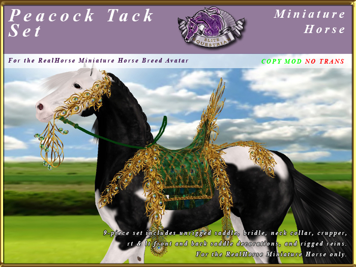 Second Life Marketplace - *E* Peacock Saddle Set [BOXED] RH Miniature Horse