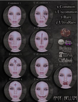 Second Life Marketplace - Suicide Gurls - Ante Bellum - Face Tattoo 2 ...