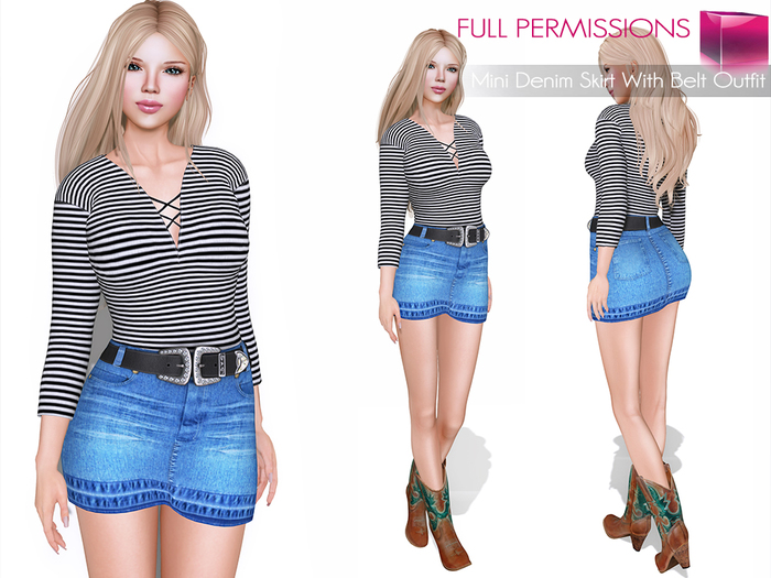 Second Life Marketplace - Full Perm Classic Rig Female Striped Top Mini ...