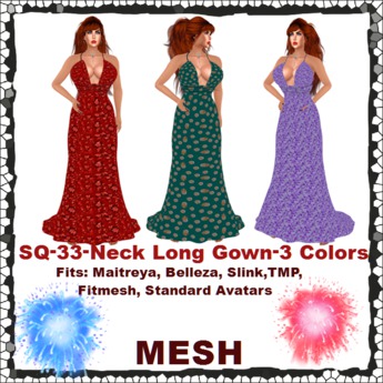 Second Life Marketplace - SQ-33-Neck Long Gown-3 Colors-Boxed