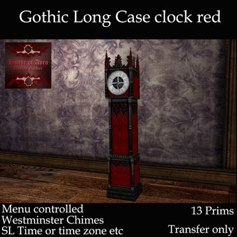 Second Life Marketplace - Gothic Long Case clock red Grandfather Clock ...