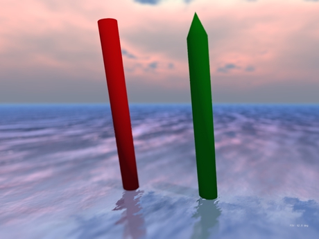 Second Life Marketplace - Red Pole Green Pole (mesh) Lateral Marks