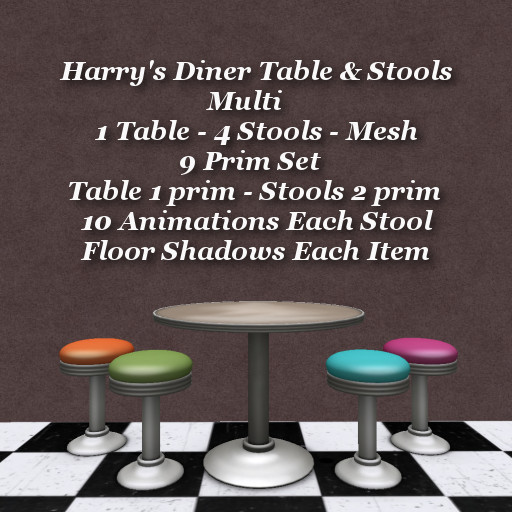 Second Life Marketplace - Harry's Diner Table & Stool Multi