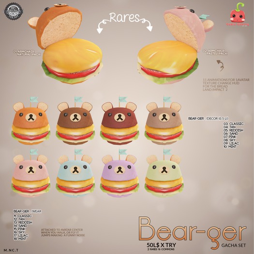 Second Life Marketplace - 04{Bear-ger} decor - tan (BOX) .::Cubic Cherry::.