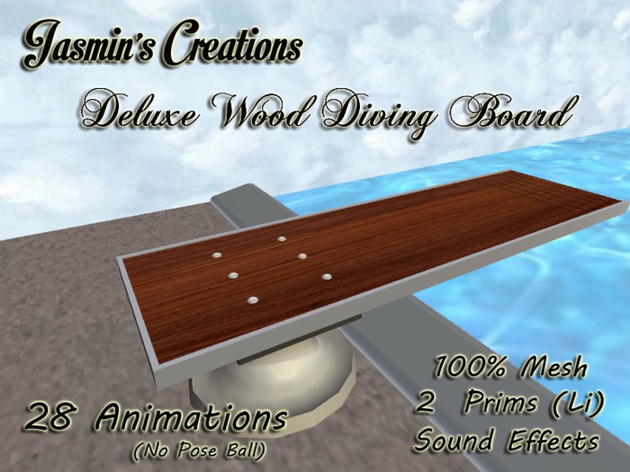 Second Life Marketplace - Deluxe Wood Diving Board --By Jasmin's Creations