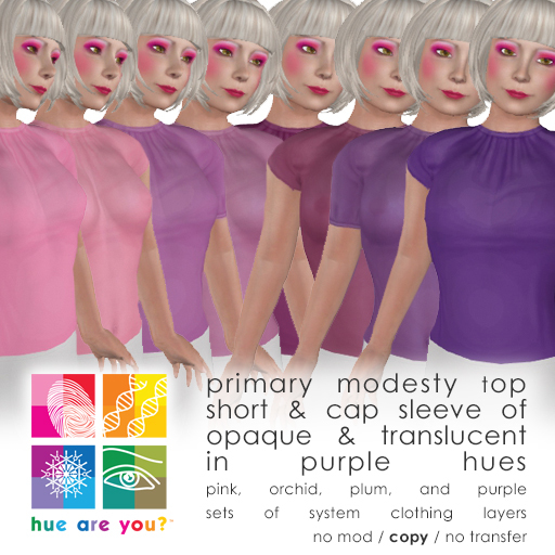 Second Life Marketplace - "hue are you?" primary modesty short sleeve ...