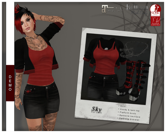 Second Life Marketplace - WICKED * Sky - Full Outfit DEMO