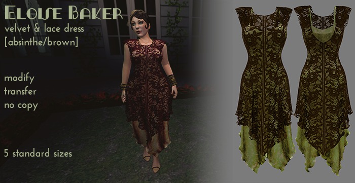 Second Life Marketplace - eloise baker - velvet and lace dress ...