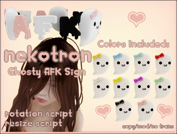 Second Life Marketplace Nekotron Ghosty Afk Signs